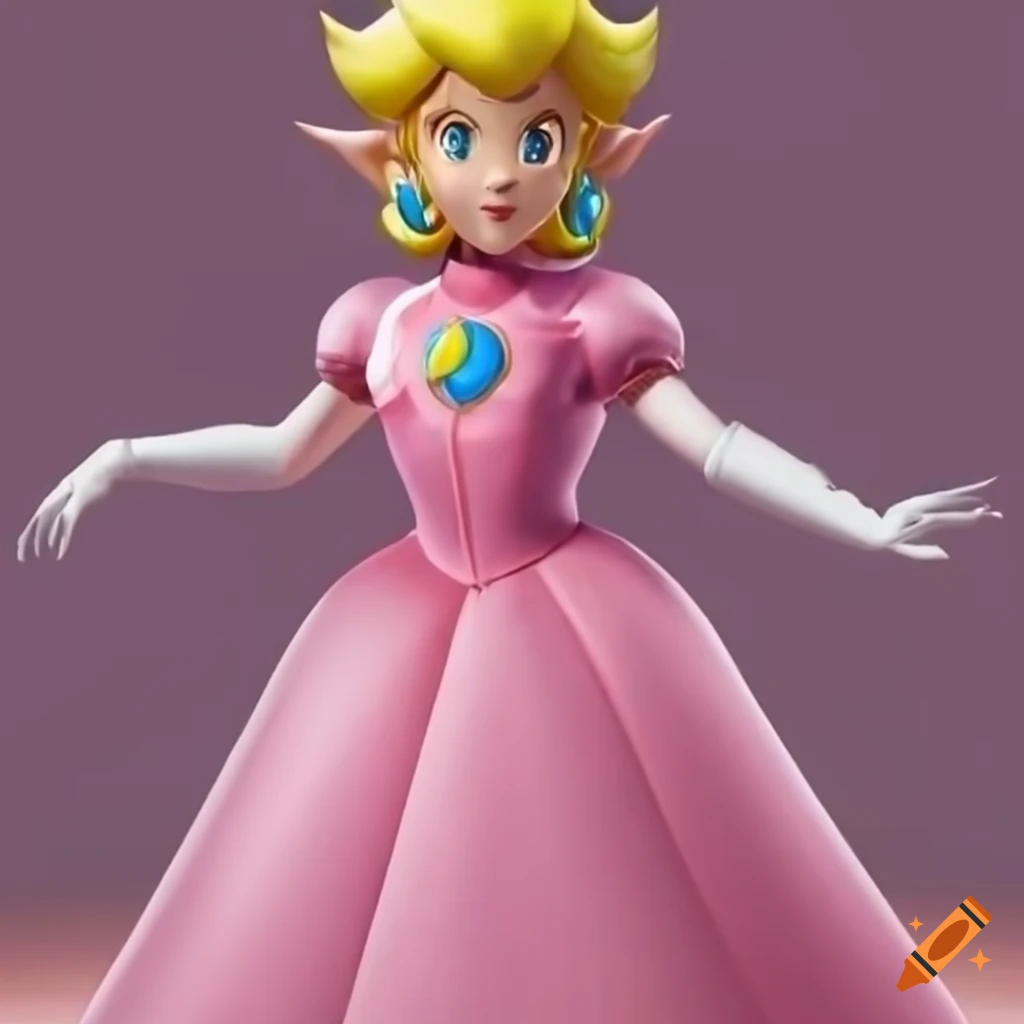 Princess peach and link in pink silk ballgowns posing together on Craiyon