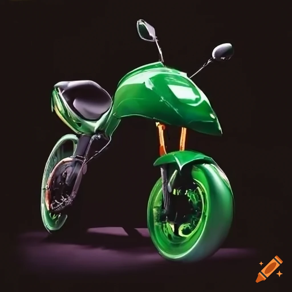 Green motorcycle on Craiyon