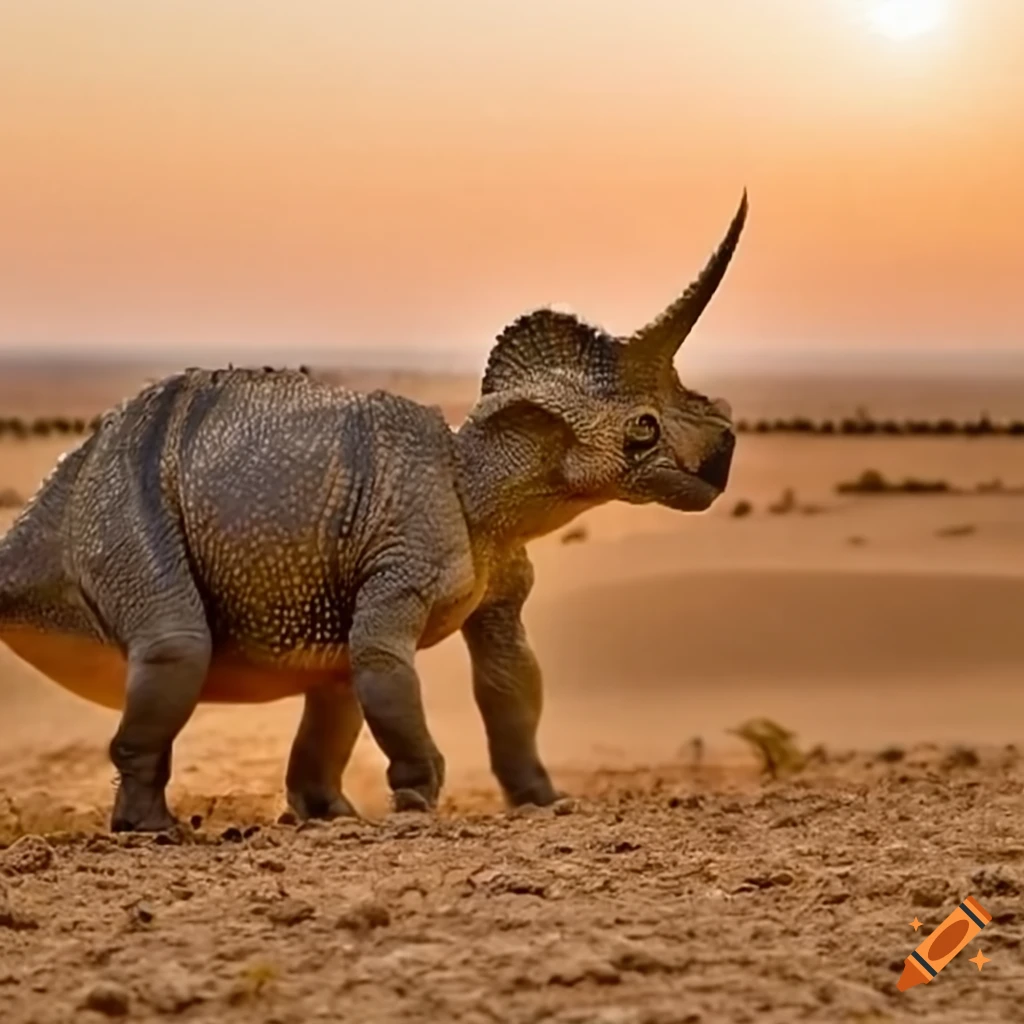 Protoceratops in a desert environment on Craiyon