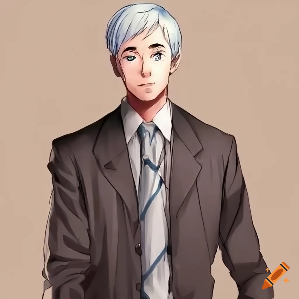 Middle-aged anime office worker man on Craiyon