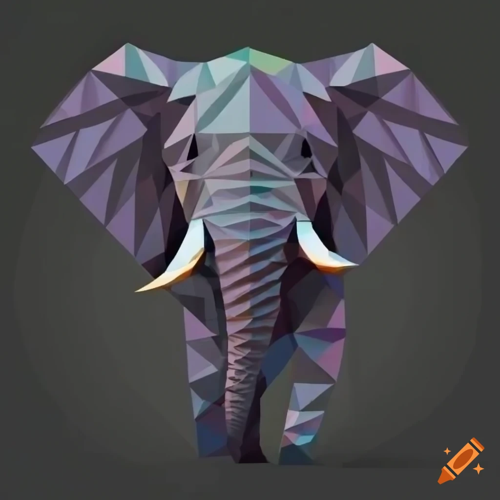 Low-poly triangle elephant graphic