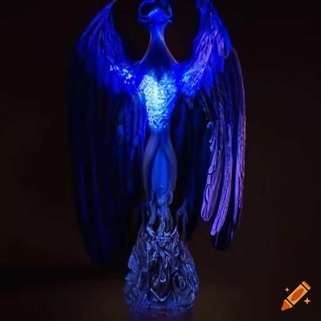 Intricate feathered Ophanim figure surrounded by wings and glowing eyes ...
