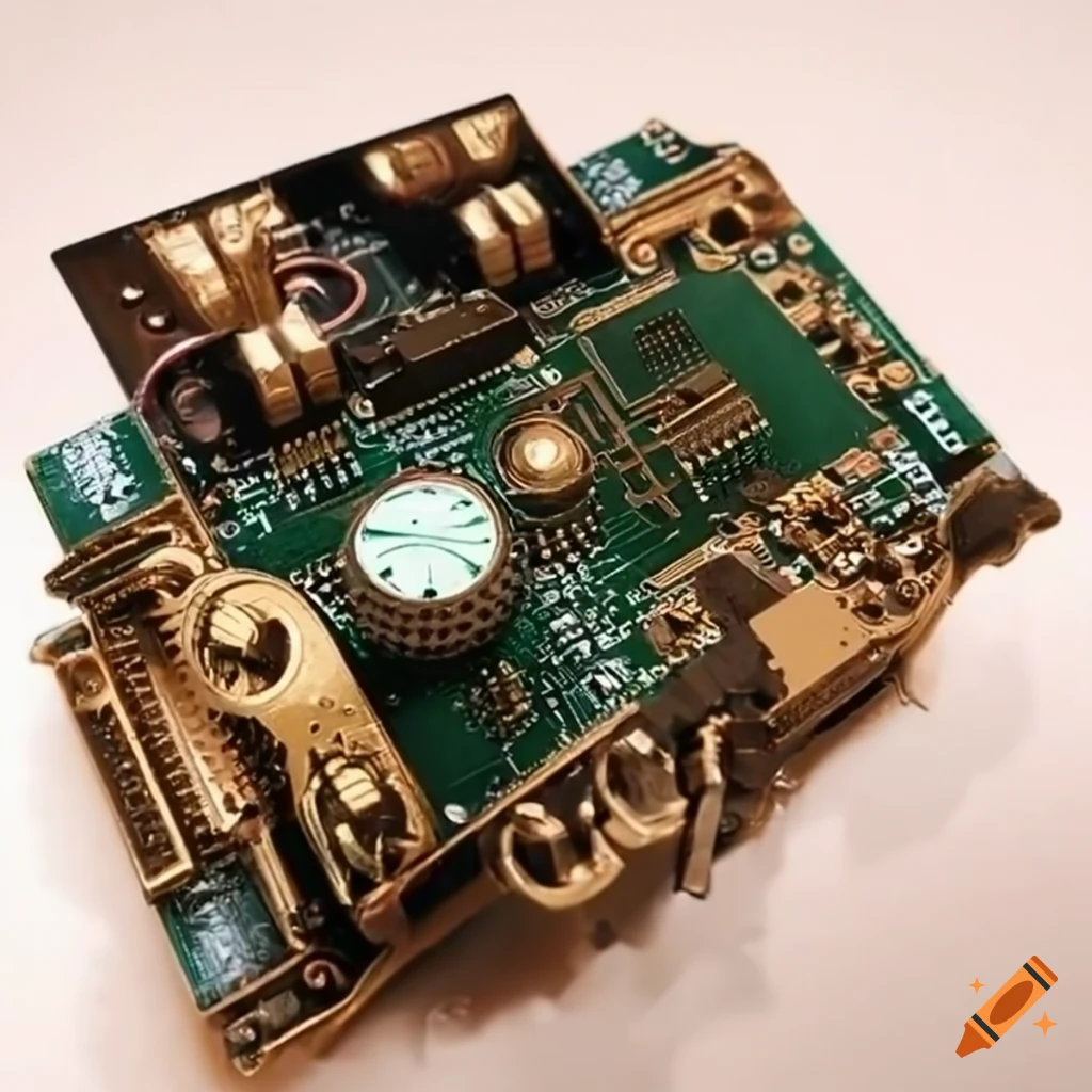 Steampunk-inspired electronic pcb on Craiyon