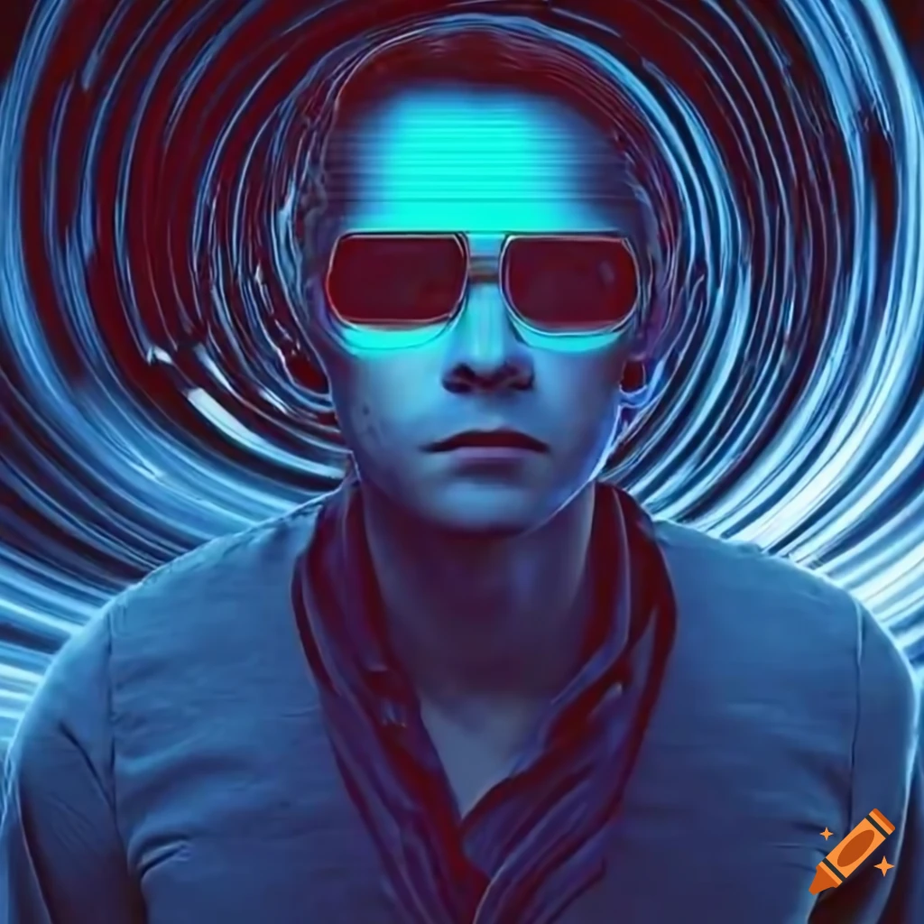 Cool man in a light vortex with programmer theme - Craiyon