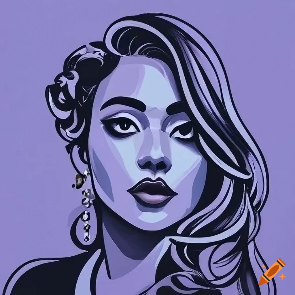 Captivating woman in line-art style for practicing inking and shading ...