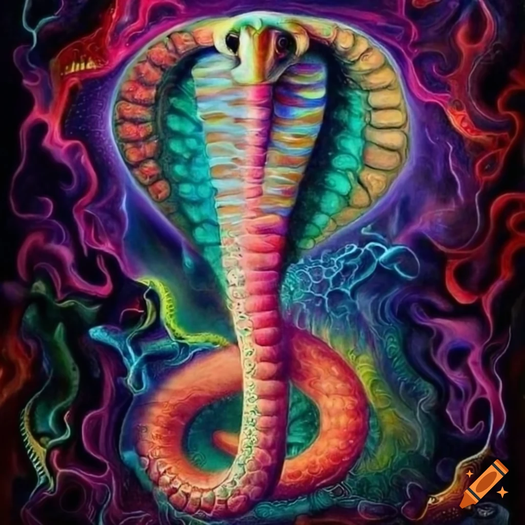 Cosmic cobra in a psychedelic cavern inspired by ernst haeckel on Craiyon