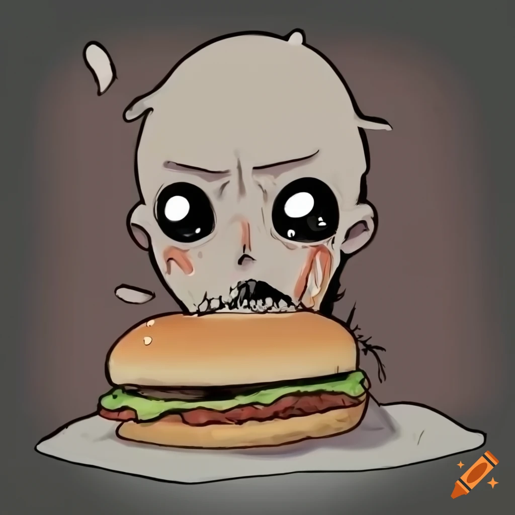 Scp 096 enjoying a cheeseburger on Craiyon