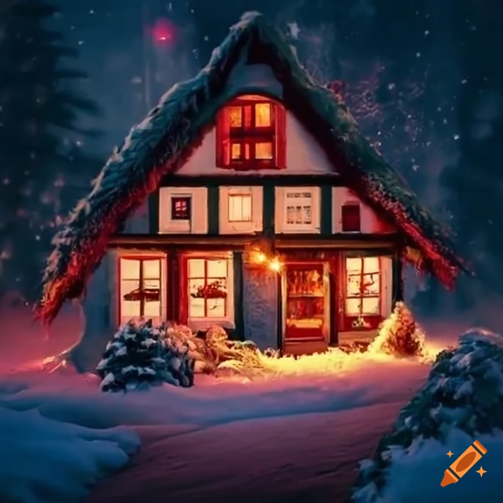Cozy christmas cottage on Craiyon