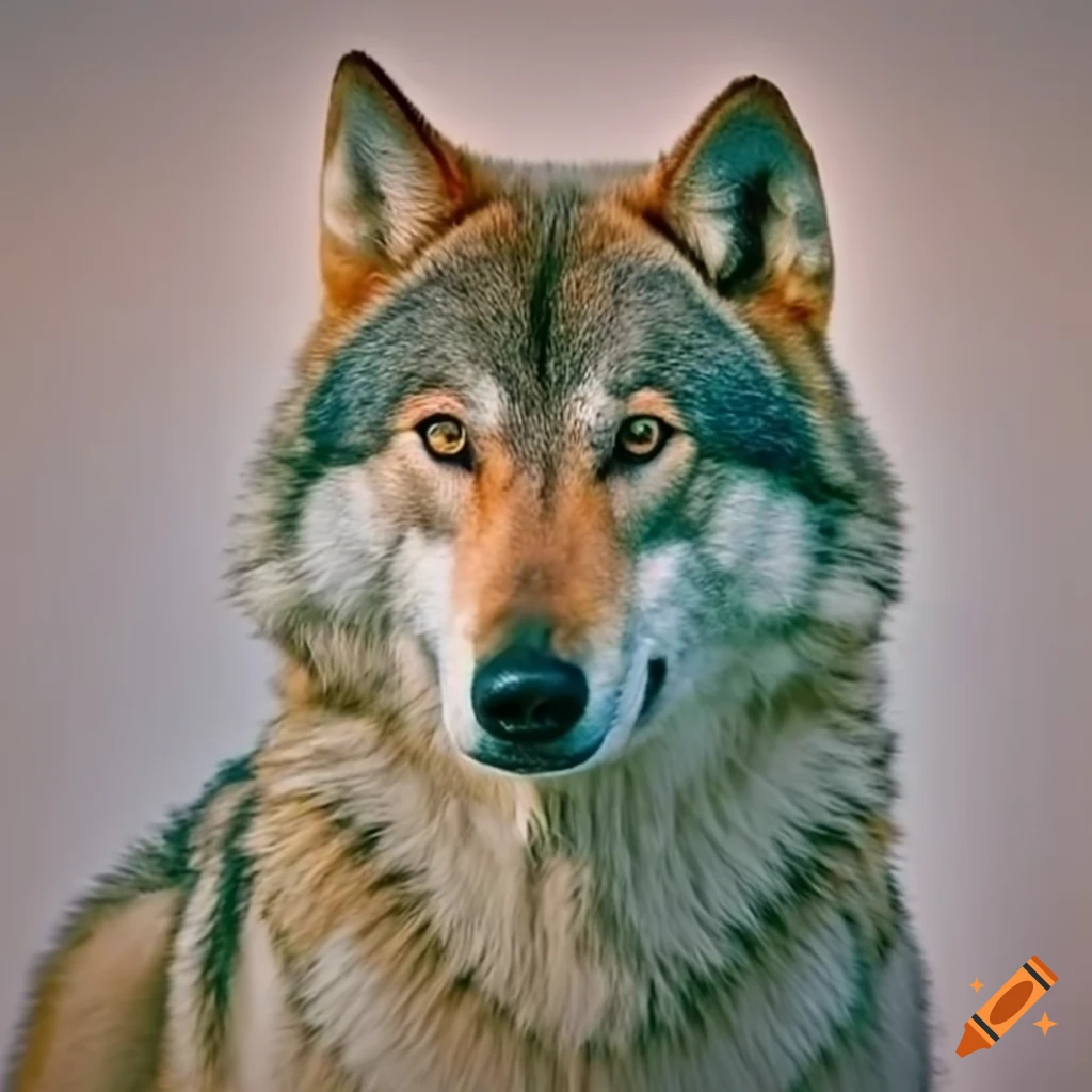 Dog staring at big wolf on Craiyon
