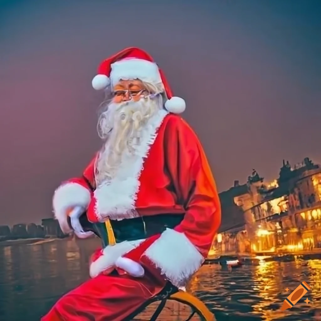 Santa Claus enjoying a peaceful ride down the River Ganges in Varanasi ...