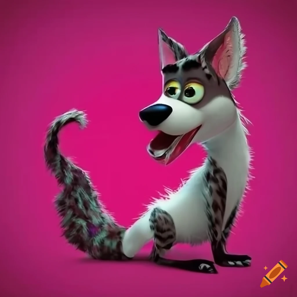 Cute 3D pink and red Valentine merle wolf character with heart markings ...