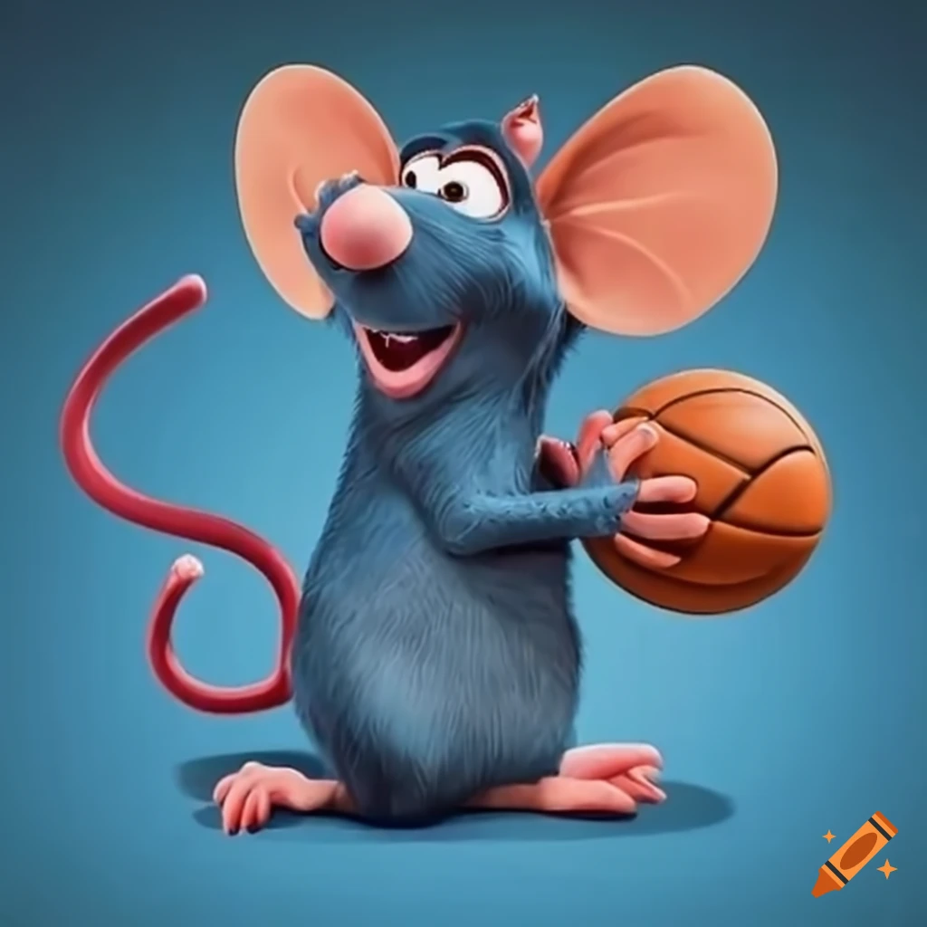 Ratatouille throwing a basketball on Craiyon