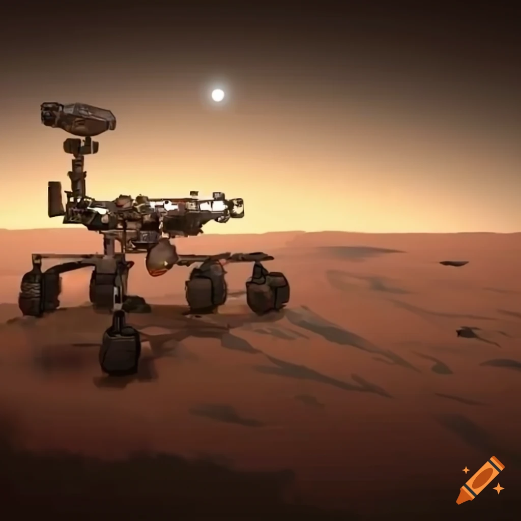 Illustration of perseverance rover on mars on Craiyon