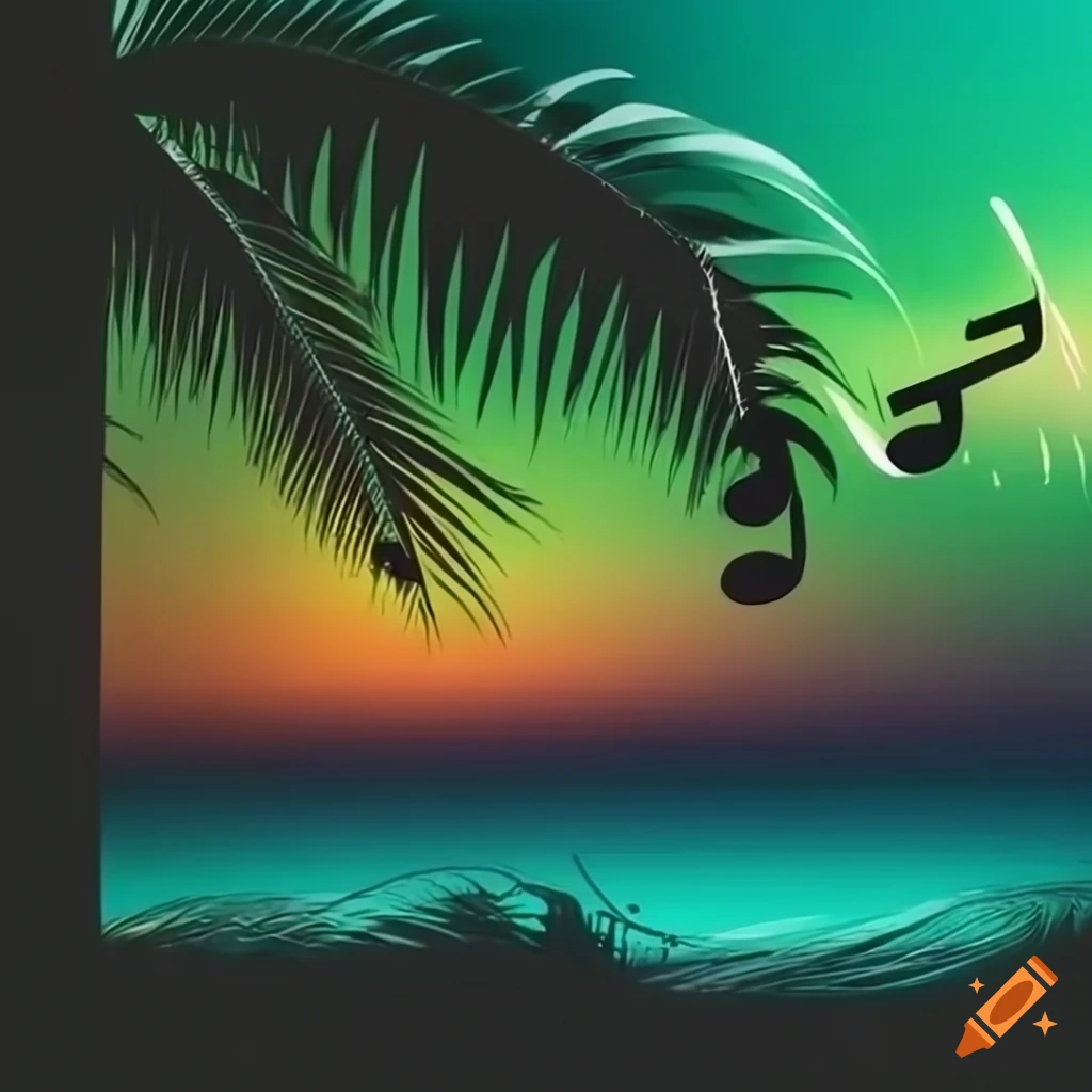 Music lesson with palm tree background on Craiyon