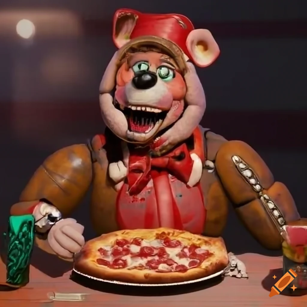 Broken showbiz pizza animatronic on Craiyon