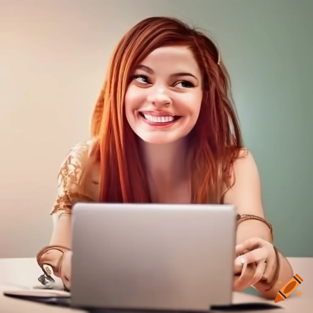 Happy freelance woman on Craiyon