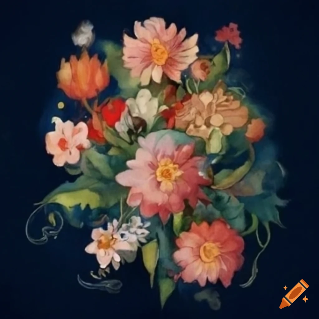 Medieval painting of flowers