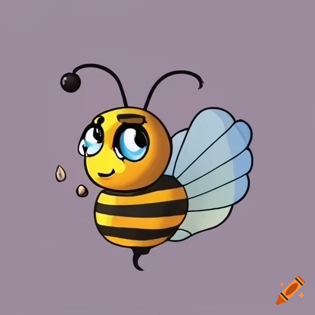 Shy cartoon bee on Craiyon