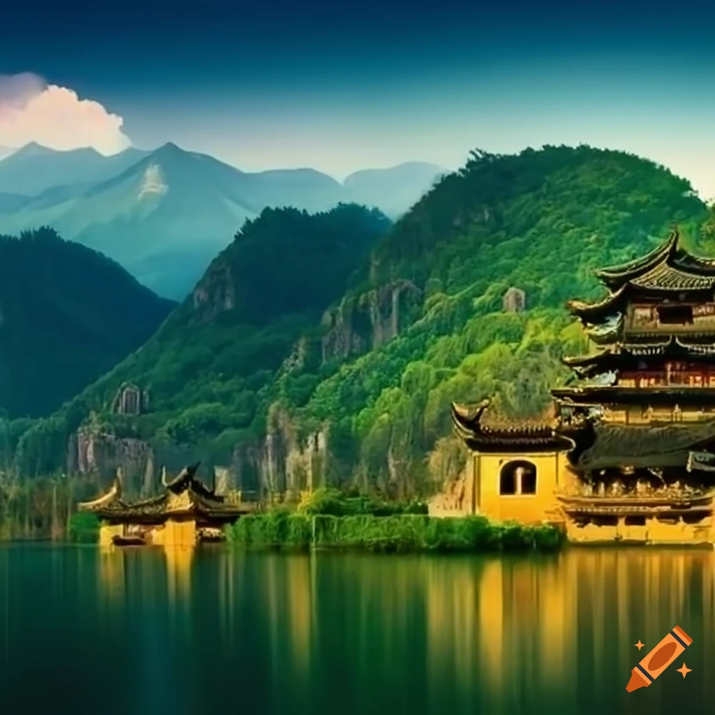 Ancient chinese landscape scenery on Craiyon