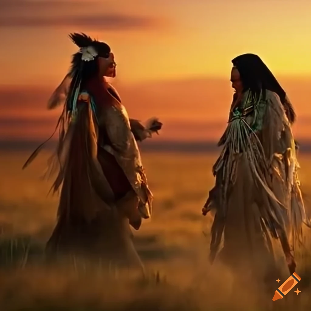 Native american tribe in the prairie on Craiyon