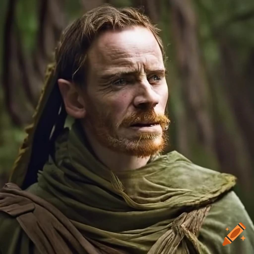 Actor michael fassbender in a half elf crazy hermit medieval costume on ...