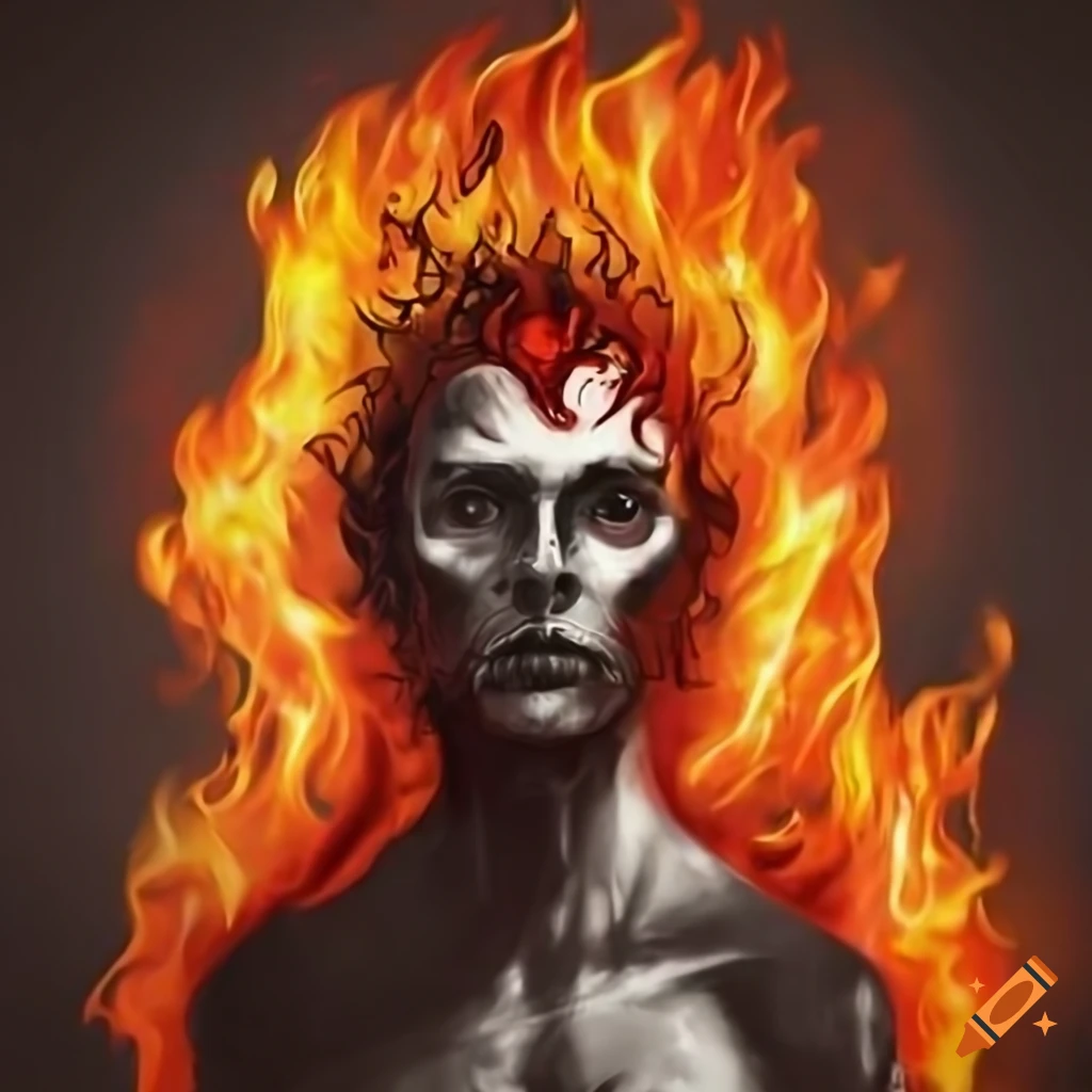 Man creating fire art on Craiyon