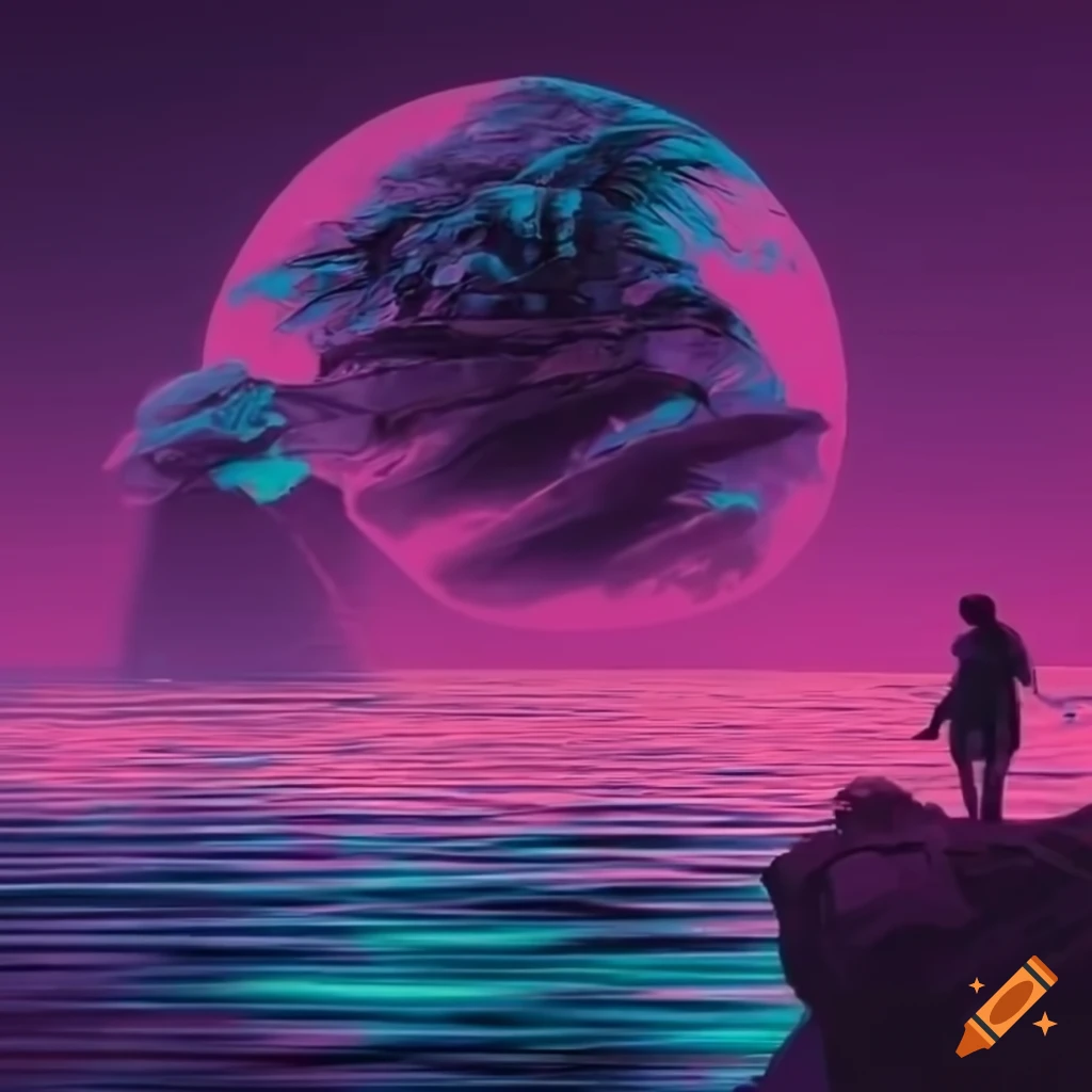 Vaporwave aesthetic setting on Craiyon