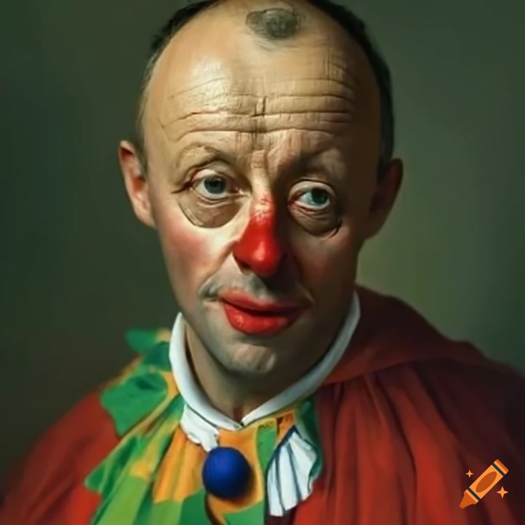 Friedrich merz dressed as a clown on Craiyon