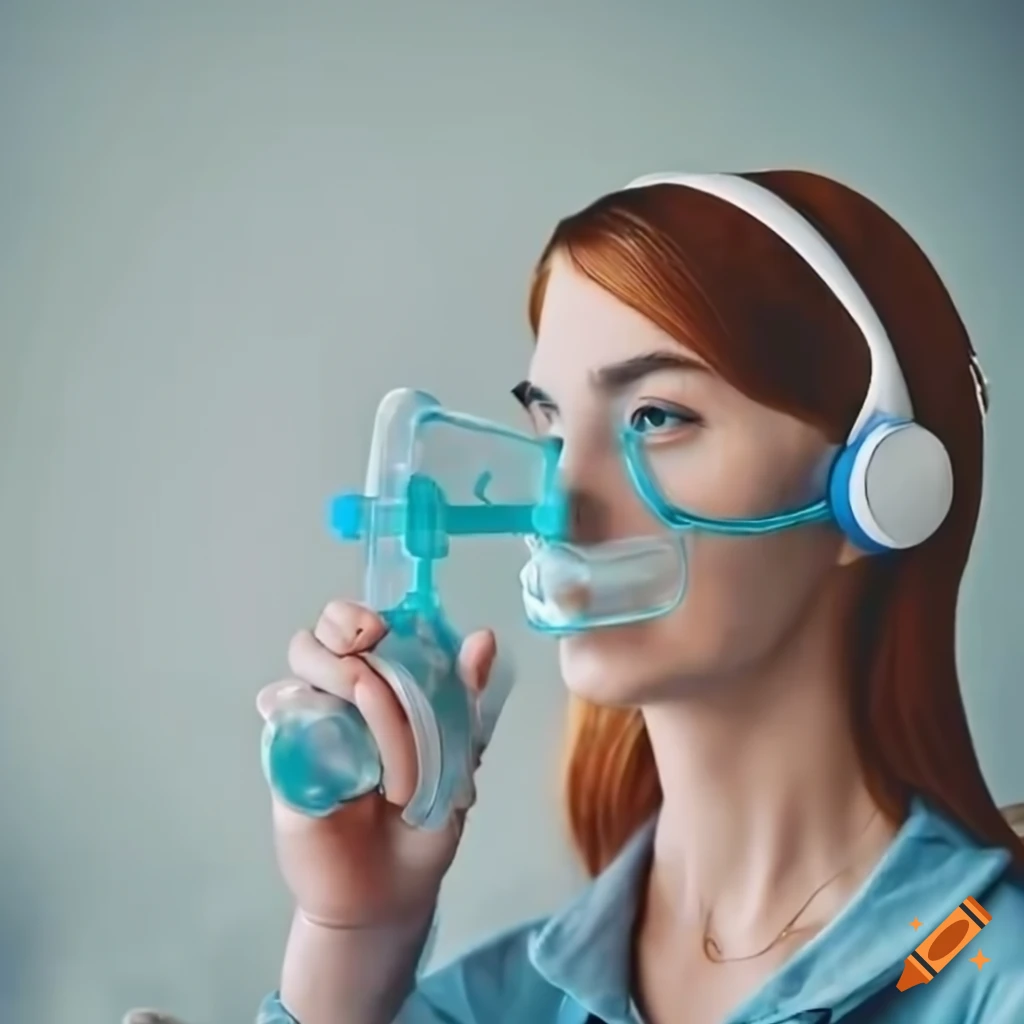 People using headphones and nebulizer at a table in a workplace setting ...