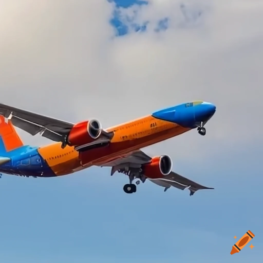 Blue and orange air freight airplane on Craiyon