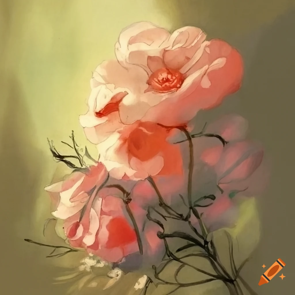 Medieval painting of flowers