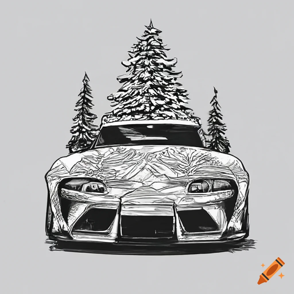 Drifting Supra MK5 with Christmas tree on the roof on Craiyon