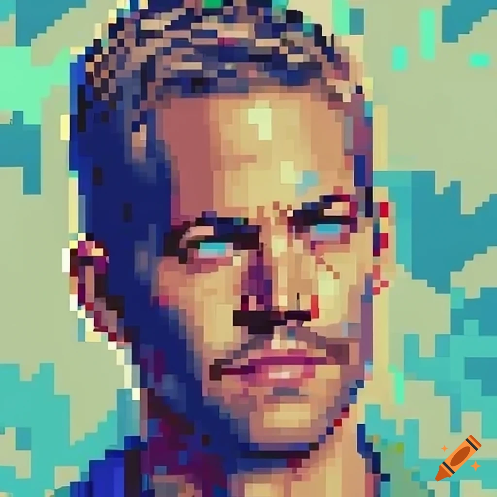 Pixel art of paul walker in 2d digital artwork on Craiyon