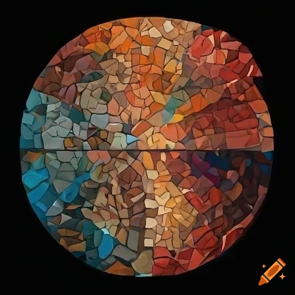 Abstract mosaic painting in earthy shades on Craiyon