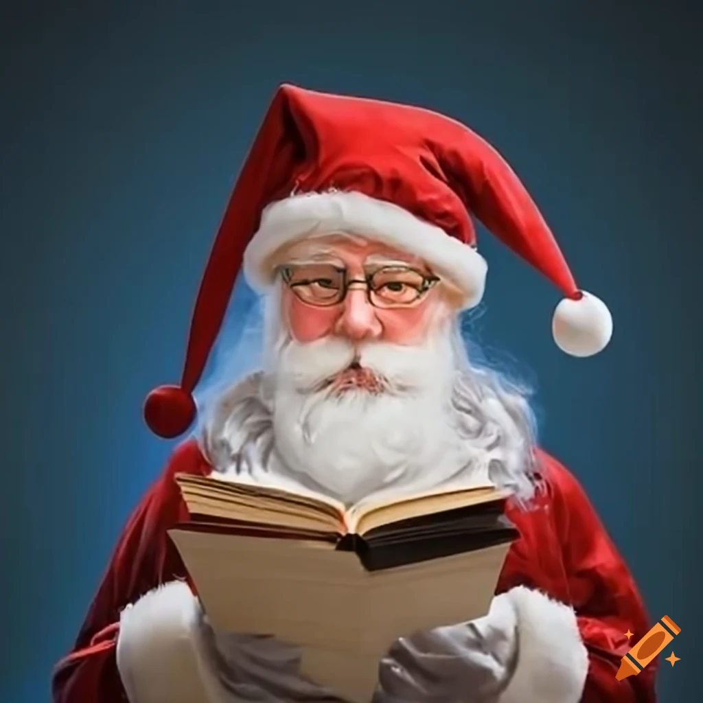 Santa claus holding a book on Craiyon