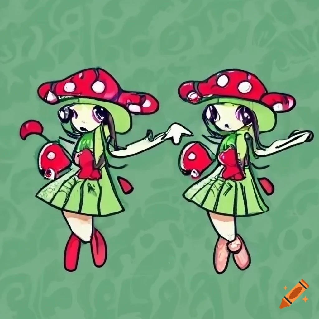 Humanoid mushroom alien girl with chibi anime style on Craiyon