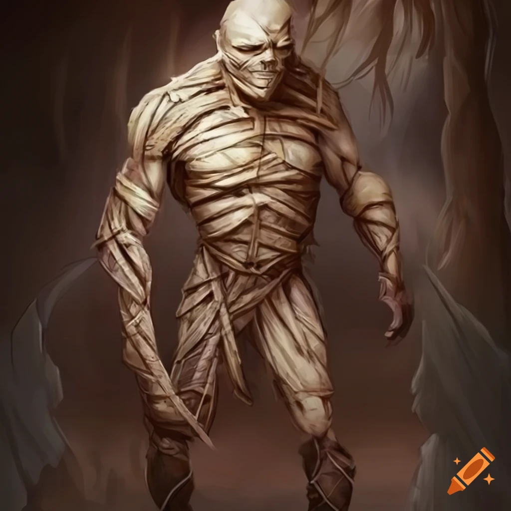 Muscular mummy in a fantasy art setting on Craiyon