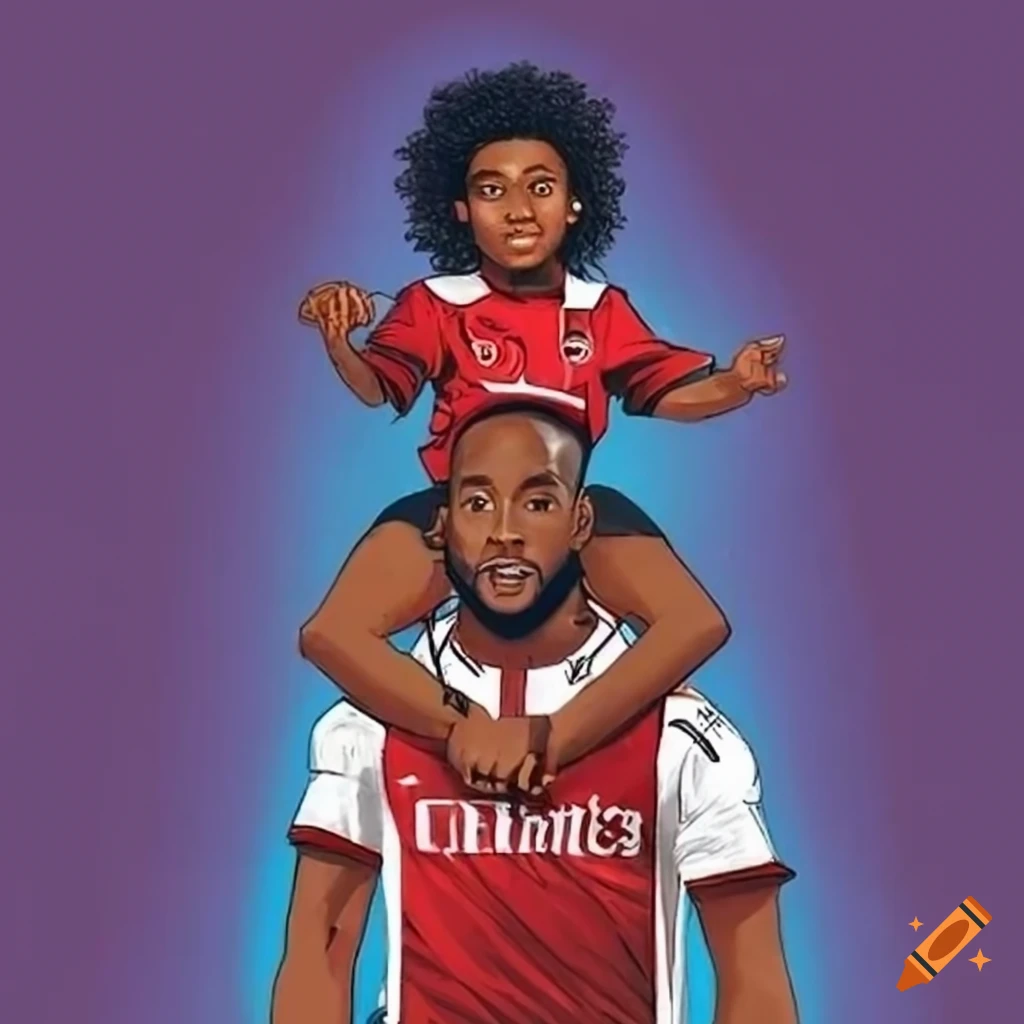 Father and daughter wearing Arsenal football tops overlooking the ...