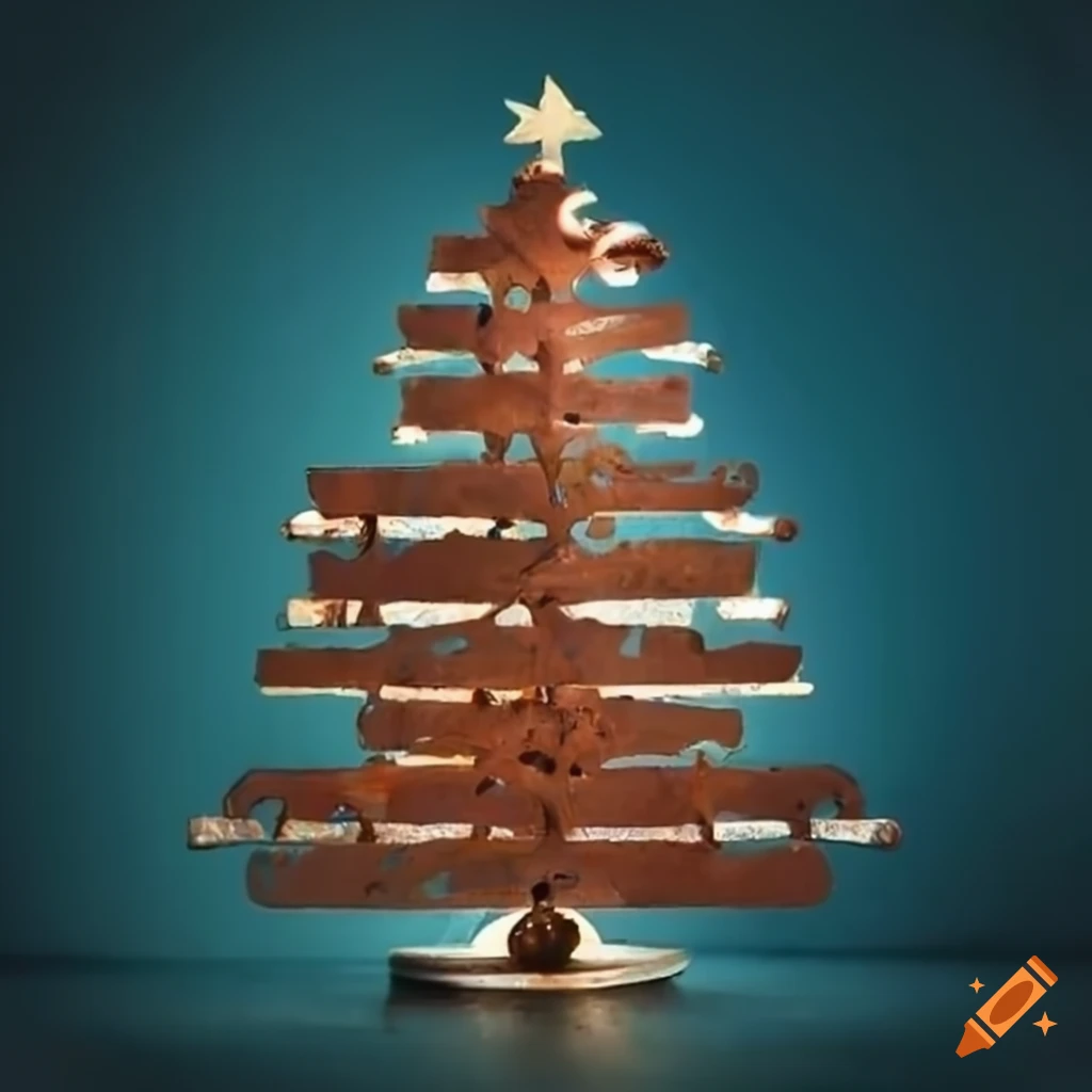 Steel christmas tree with rust