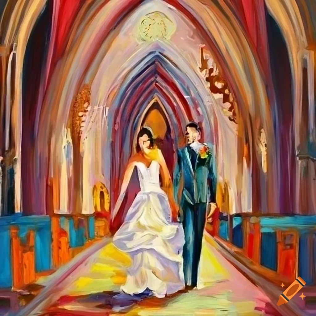 Church wedding painting