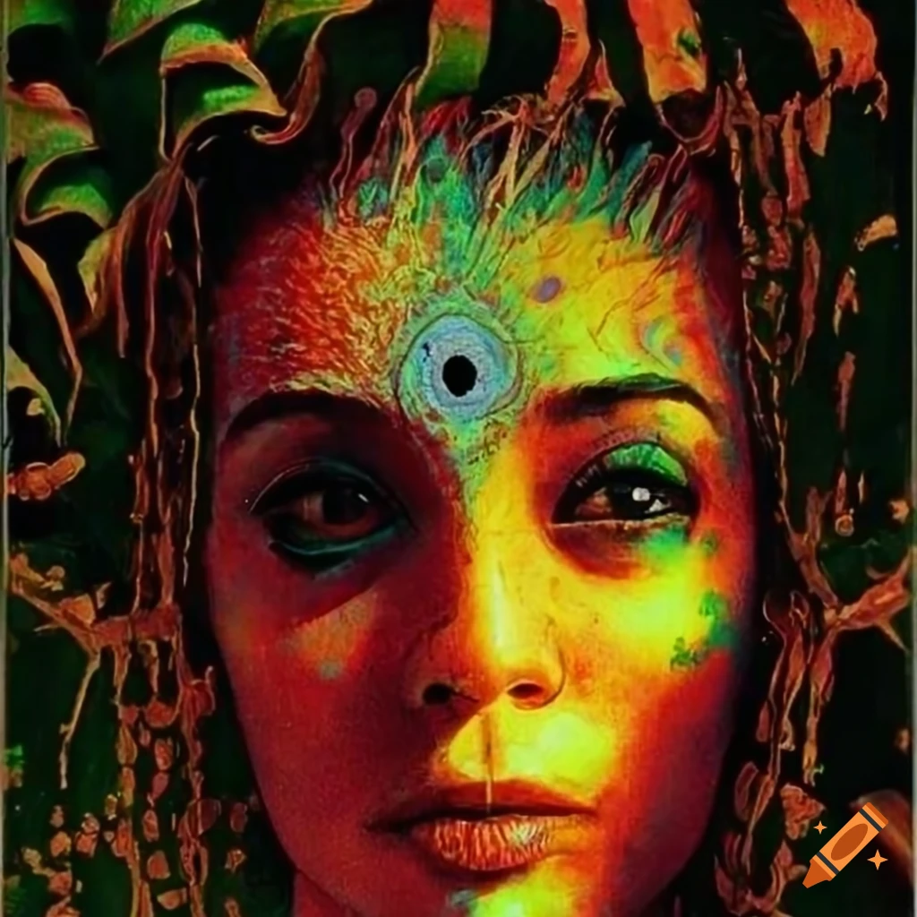 Illustration from tropical, iridescent lsd, from noir graphic novel