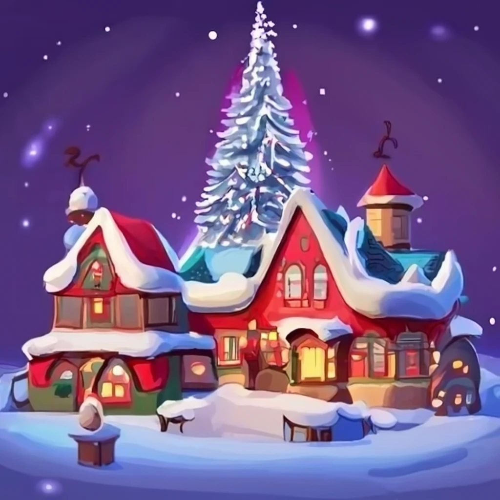 The most beautiful and magic santa claus christmas village, cartoon ...
