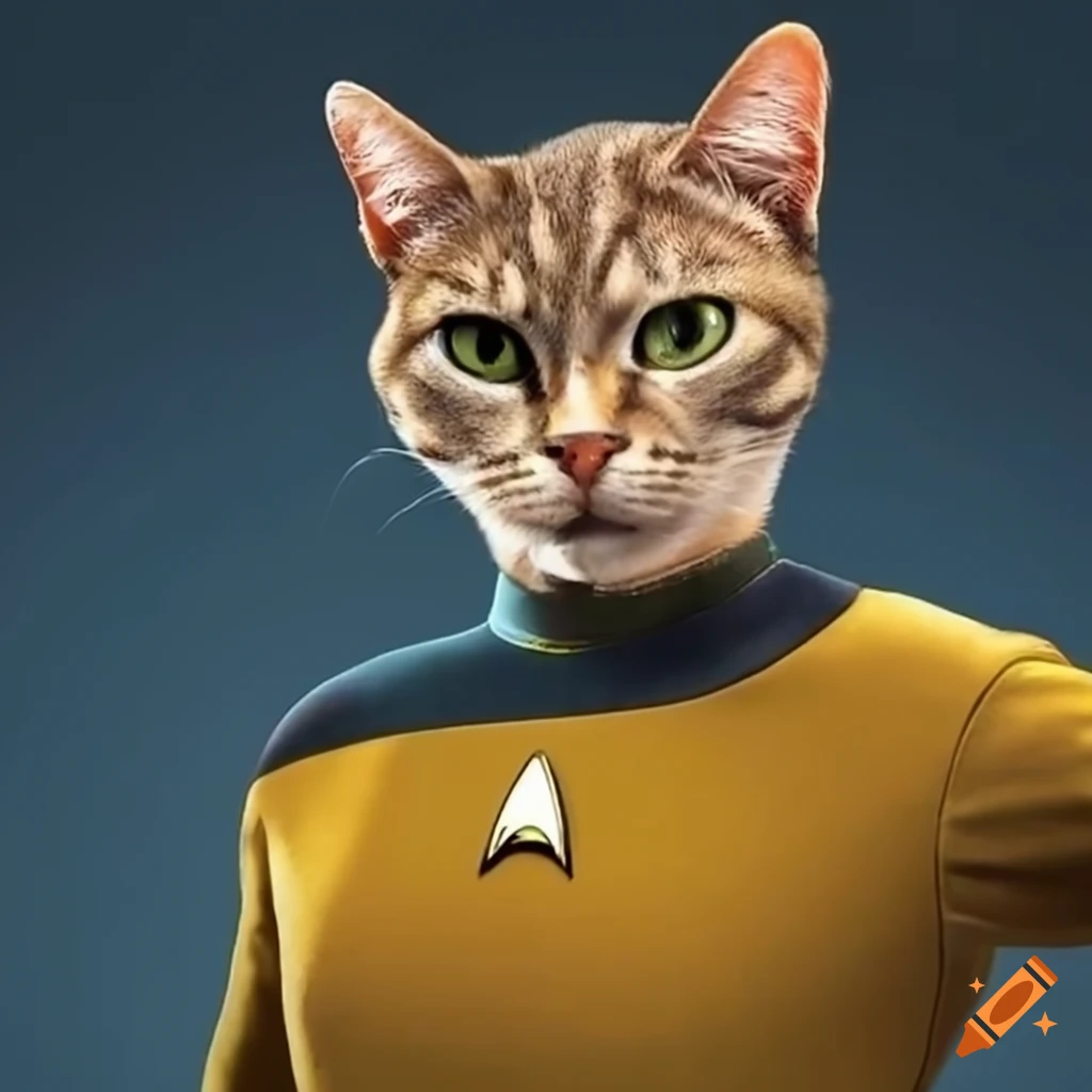 Lieutenant commander cat in a star trek uniform on Craiyon