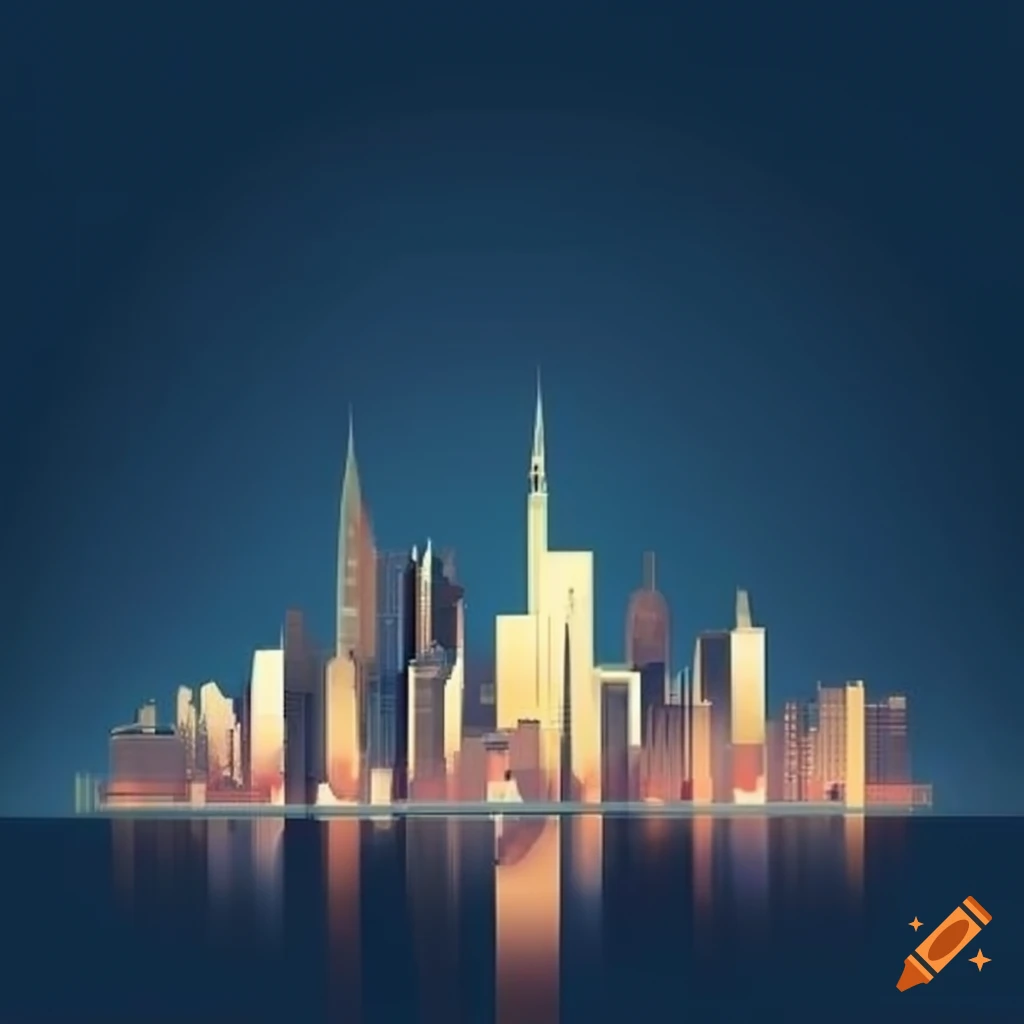 Minimalistic representation of modern city skyline on Craiyon