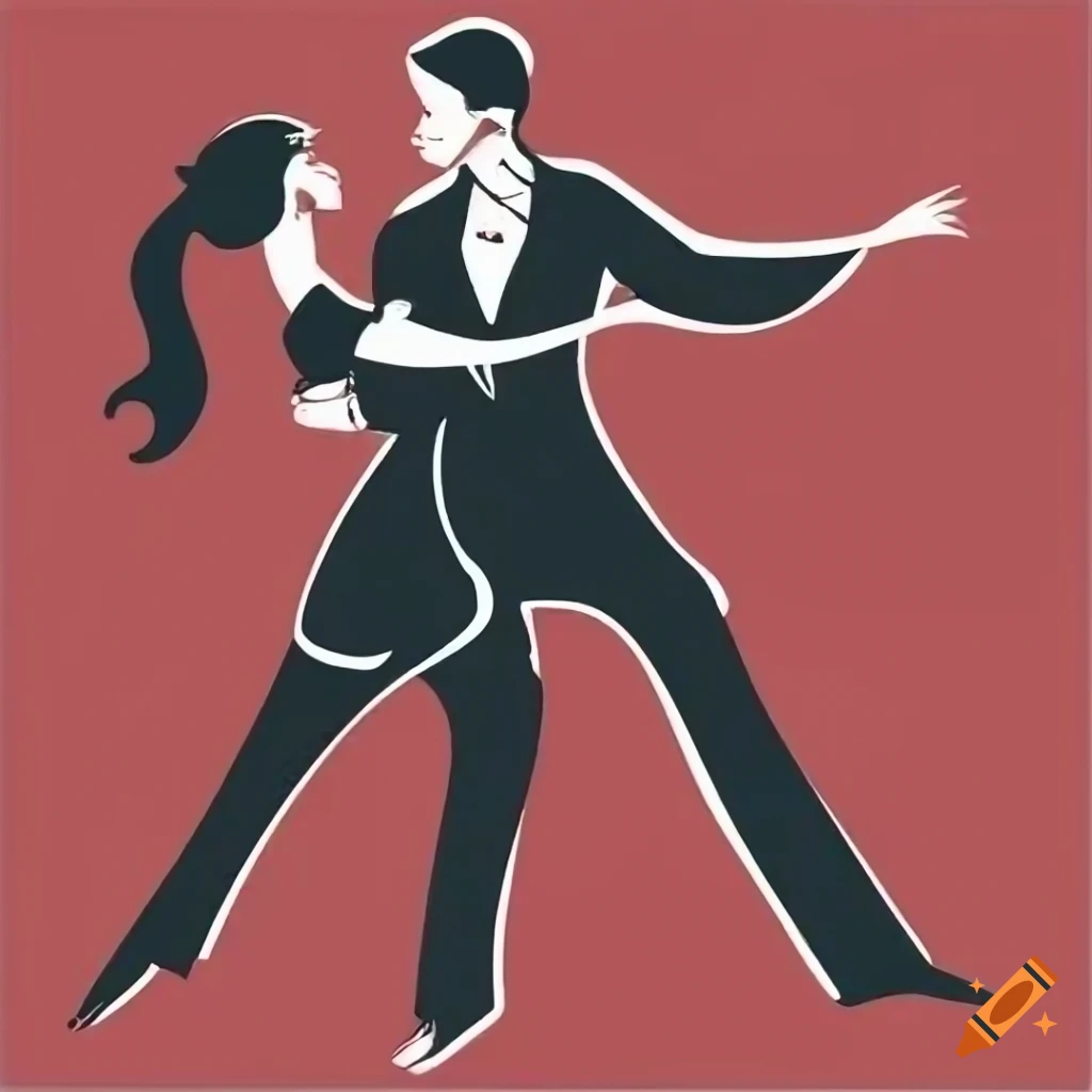 Simple red and black tango cafe logo with a dancing couple on Craiyon
