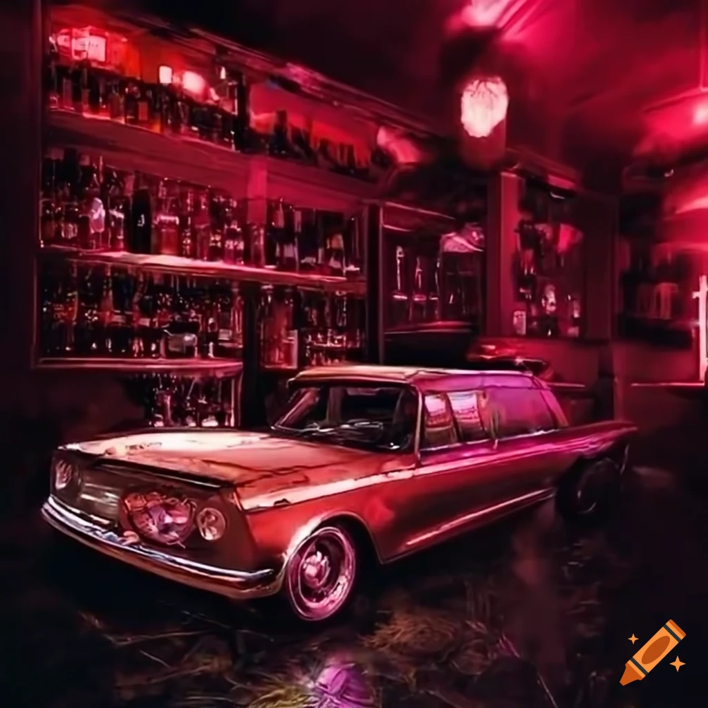 Car in a bar on Craiyon