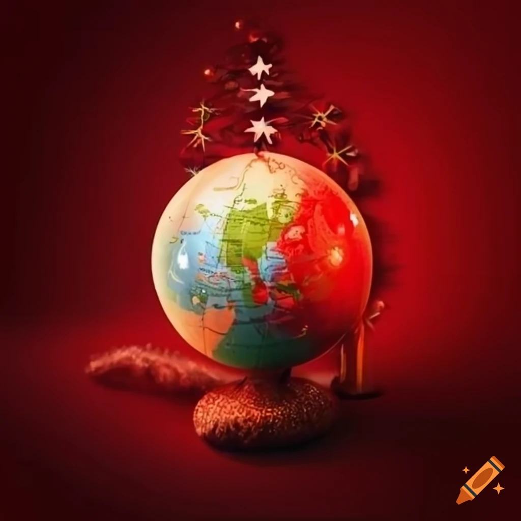 Christmas globe with red Santa and snow color scheme on Craiyon
