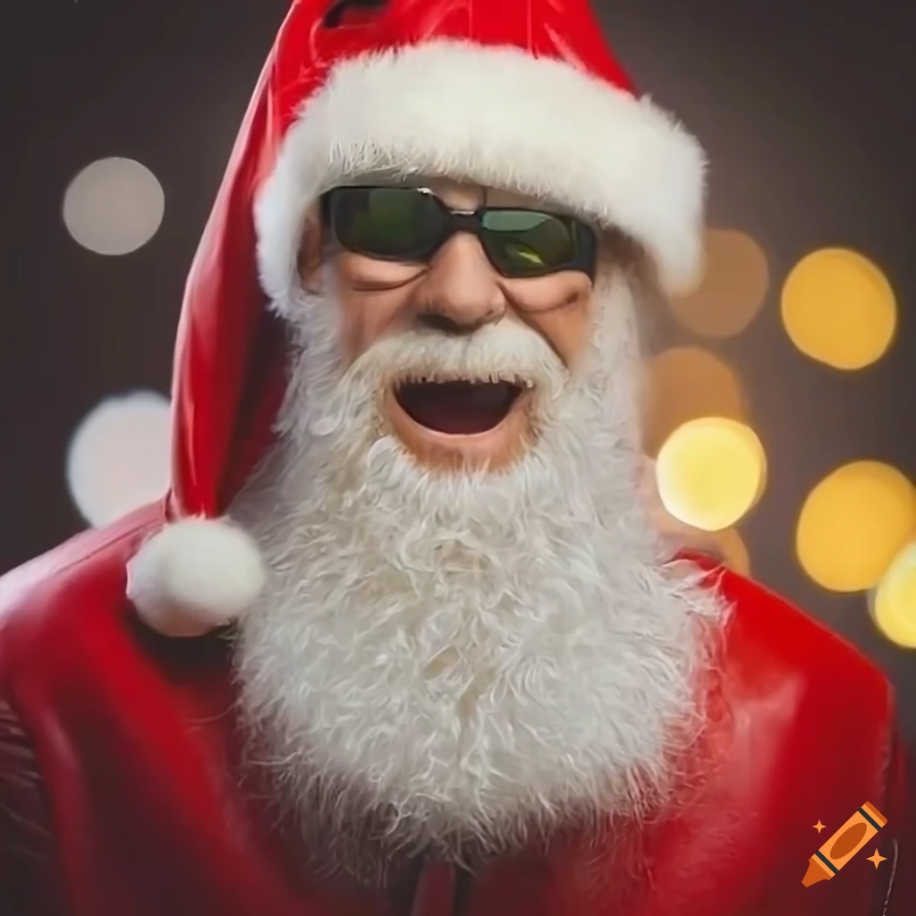 Santa Claus hacker with gingerbread cookies and matrix sunglasses on ...