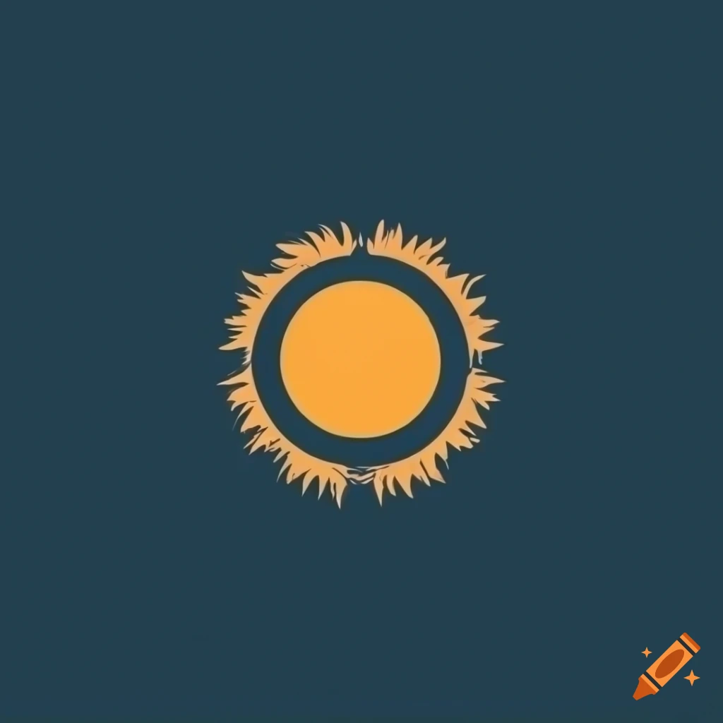 Minimalistic fantasy sun logo with wheat grains as rays on Craiyon