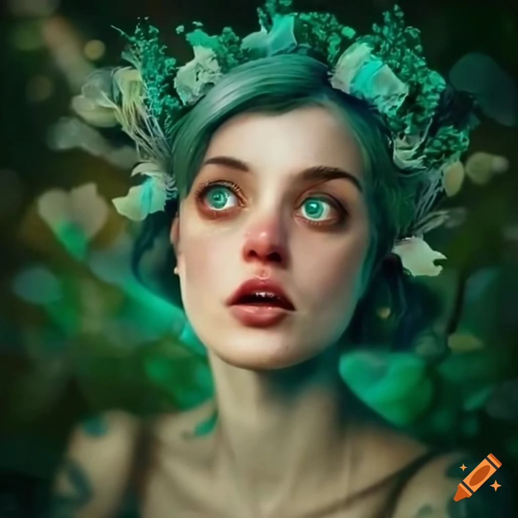 Lady of the forest adorned with gems on her face
